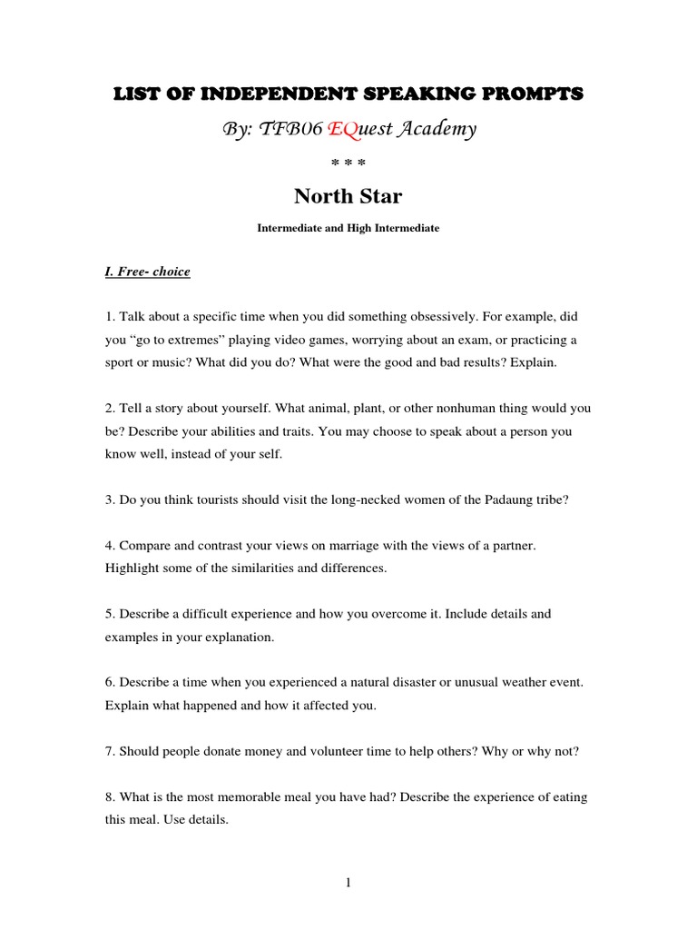 TOEFL IBT Speaking Topics pdf Schools Test Assessment 