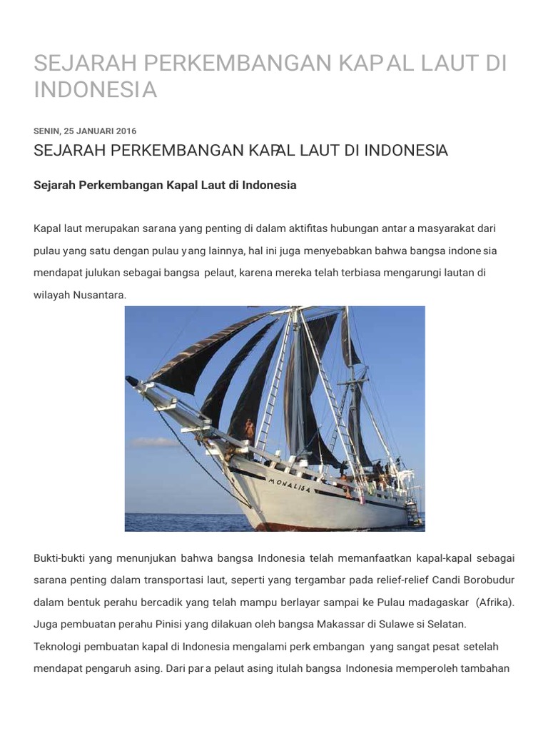 Sejarah Perkembangan Kapal Laut Di Indonesia - Sejarah Perkembangan ...