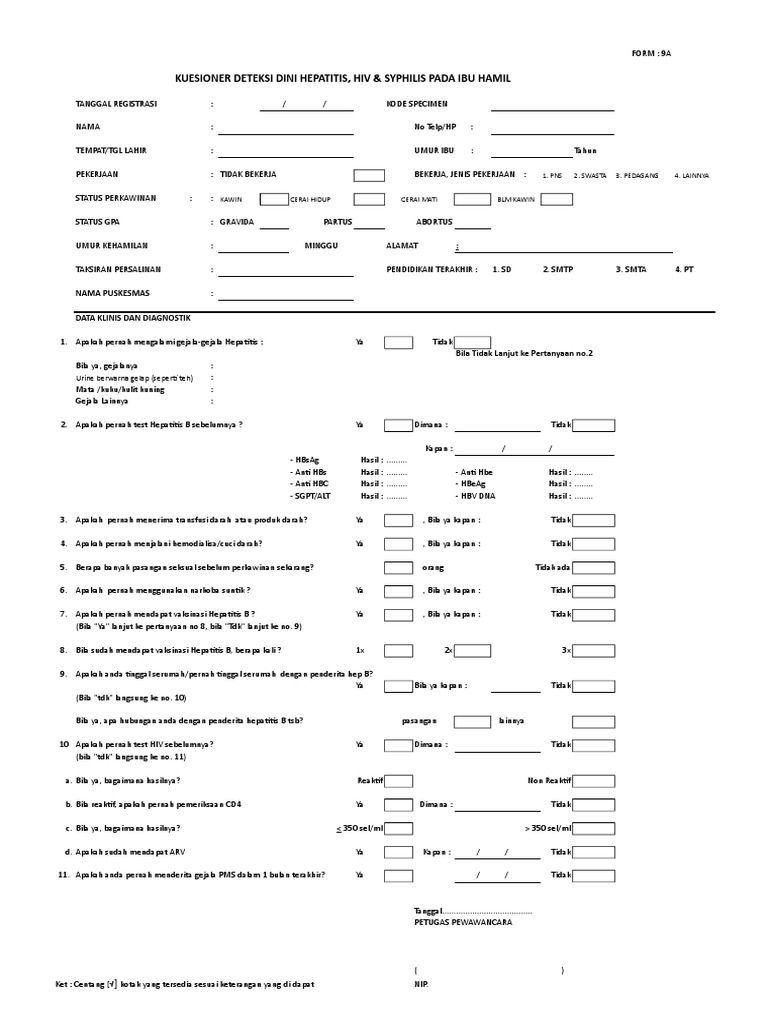 Form RR Deteksi Dini Hepatitis Bumil Final 100815 | PDF