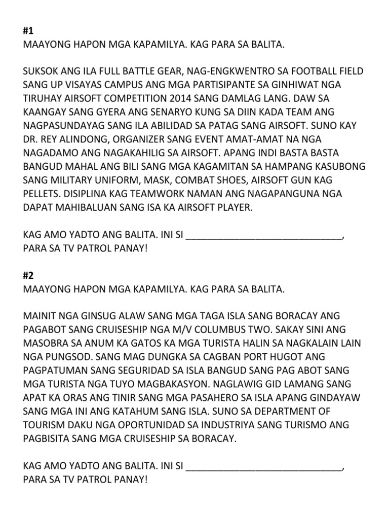 ABS-CBN Script (Hiligaynon) | PDF