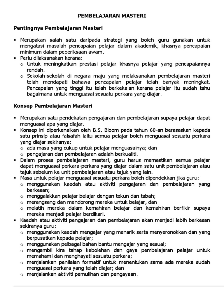 Pembelajaran Masteri PDF | PDF