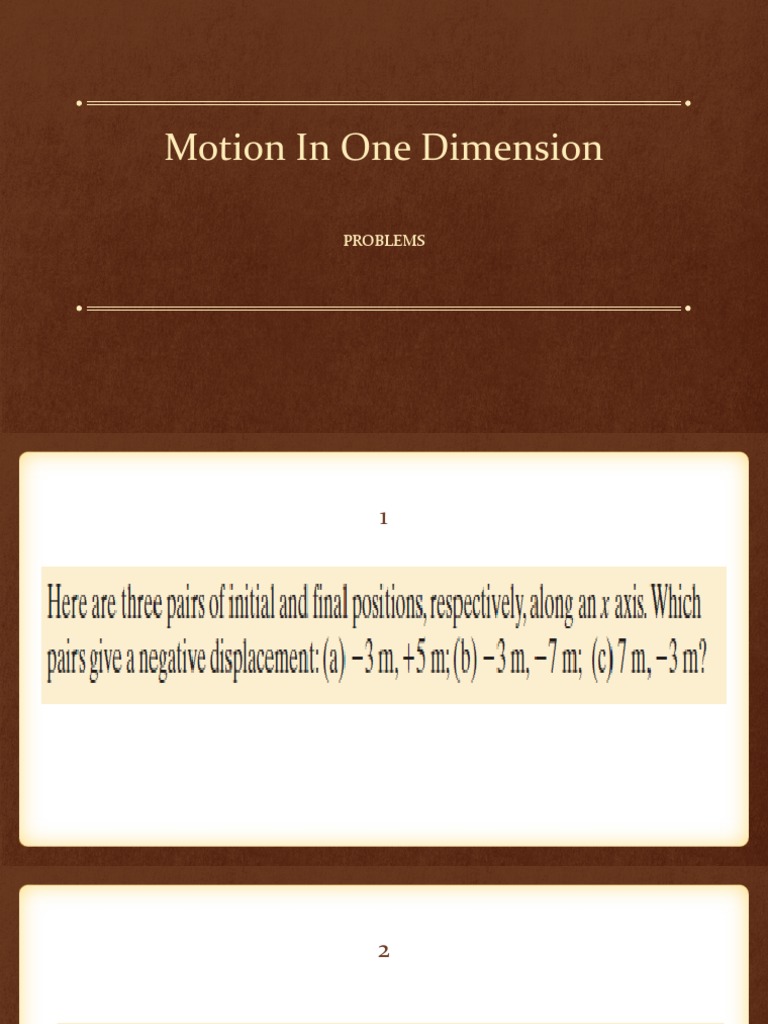 Solving Problems Related to Motion in One Dimension: An Analysis of Kinematic Equations | PDF