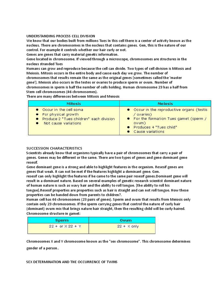 Form 4 Science Chapter 3 Notes | PDF | Twin | Sex