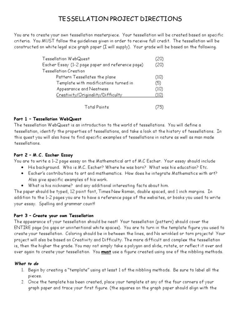 Tessellation Project Directions | PDF | Shape | Rectangle