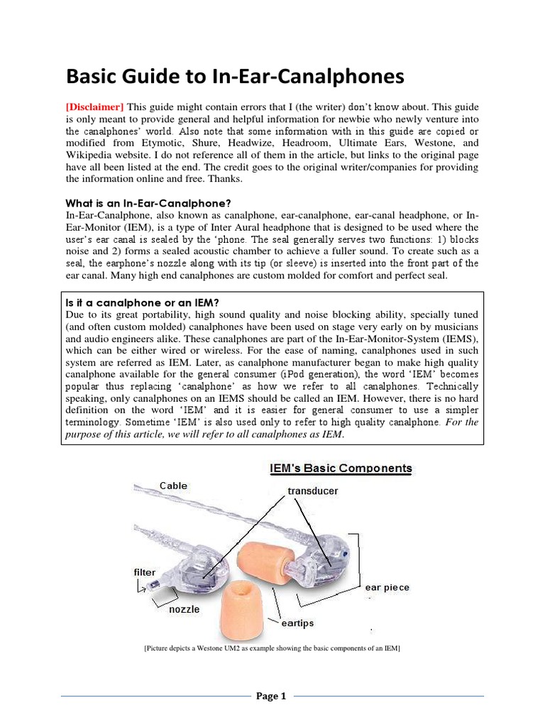 Basic Guide IEM | PDF | Headphones | Noise