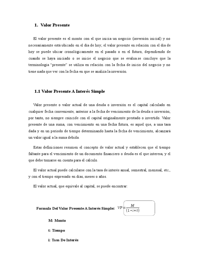 Valor Presente | PDF | Inversiones | Dinero