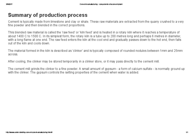 Cement Manufacturing - Components of A Cement Plant PDF | PDF | Cement ...