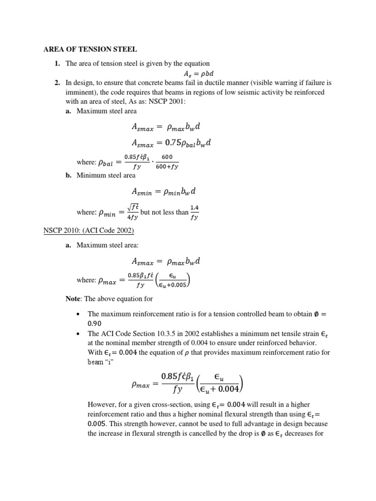 Area of Tension Steel | Strength Of Materials | Beam (Structure)