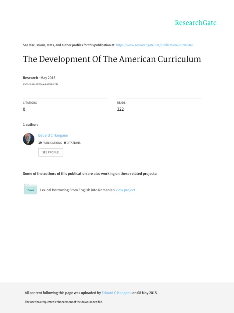 The Development of The American Curriculum | PDF | Curriculum | Mind