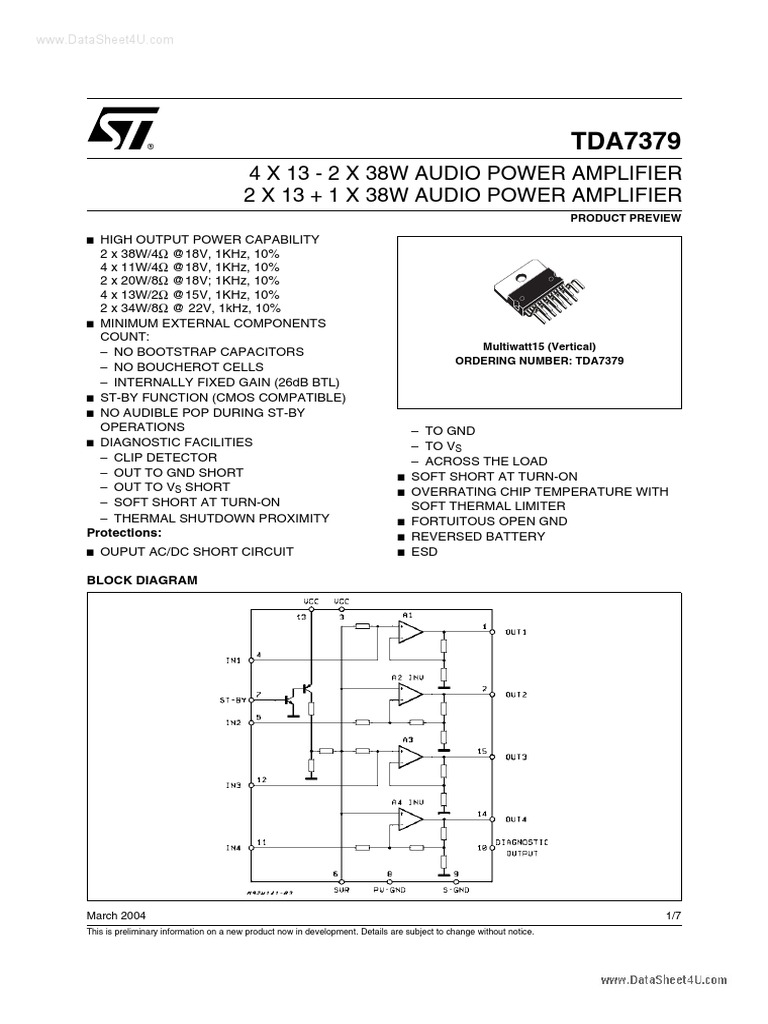 TDA7379-ST Microelectronics.pdf | Amplifier | Telecommunications ...