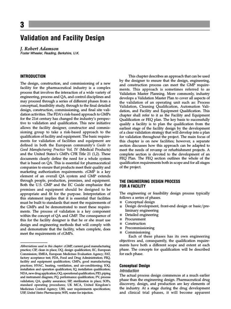 Facility Design and Validation in Pharma | PDF