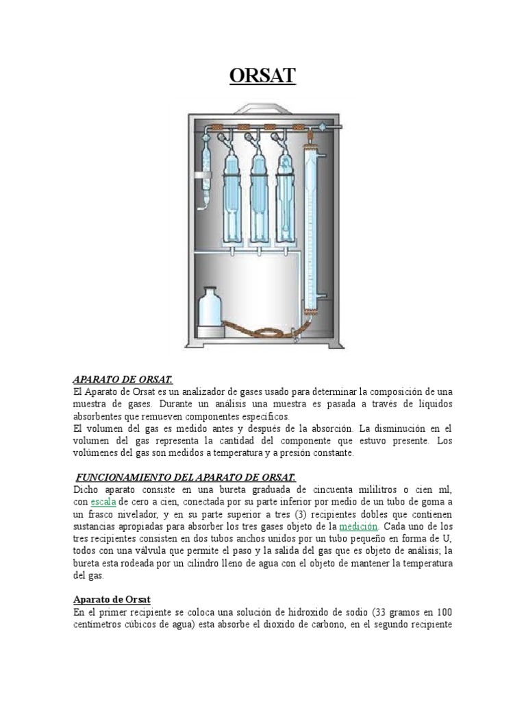 ORSAT | PDF | Absorción (Química) | Gases