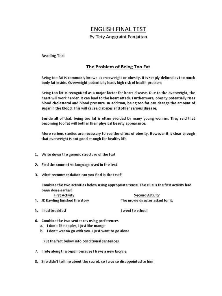 English Final Test | PDF