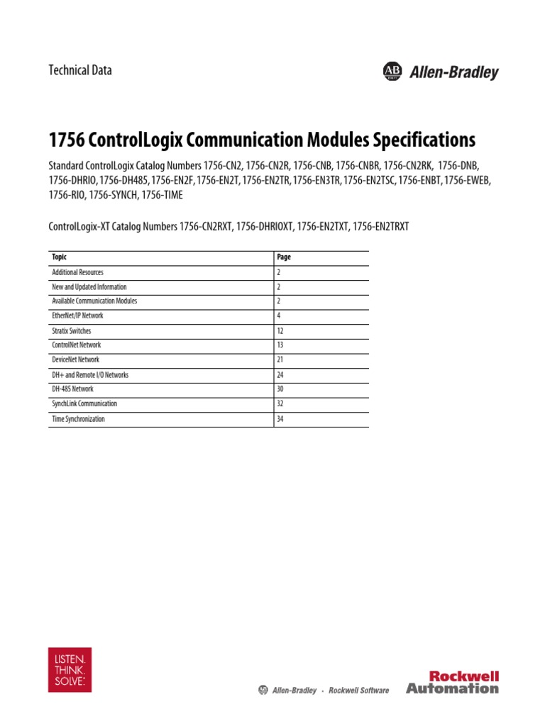 1756 ControlLogix Communication Modules Specifications | PDF | Usb ...