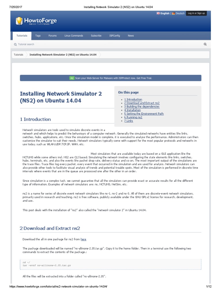 Installing Network Simulator 2 (NS2) On Ubuntu 14 | PDF | Simulation | Computer Network