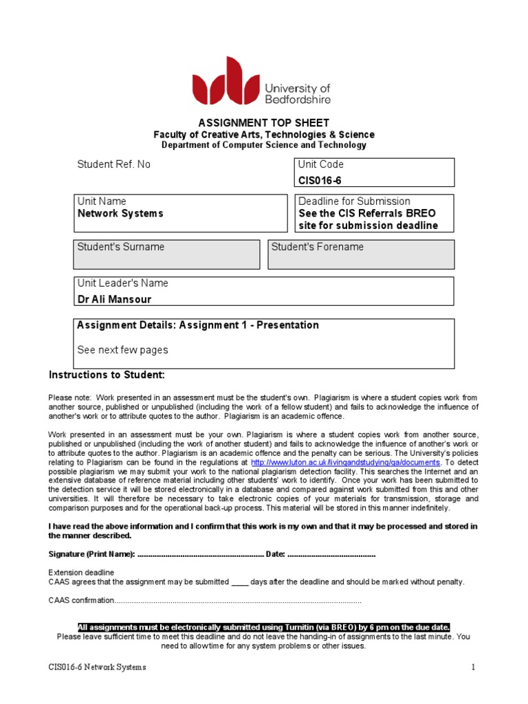 Assignment Top Sheet: Student Ref. No Unit Code | PDF | Plagiarism ...