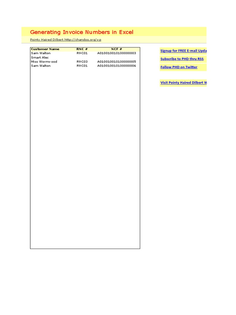 Excel Invoice Numbers Tutorial | PDF | Business