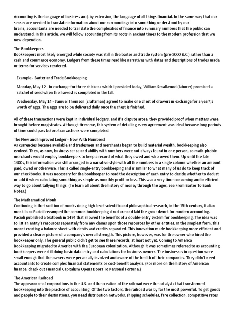 The Evolution of Accounting: From Ancient Record Keeping to a Modern ...