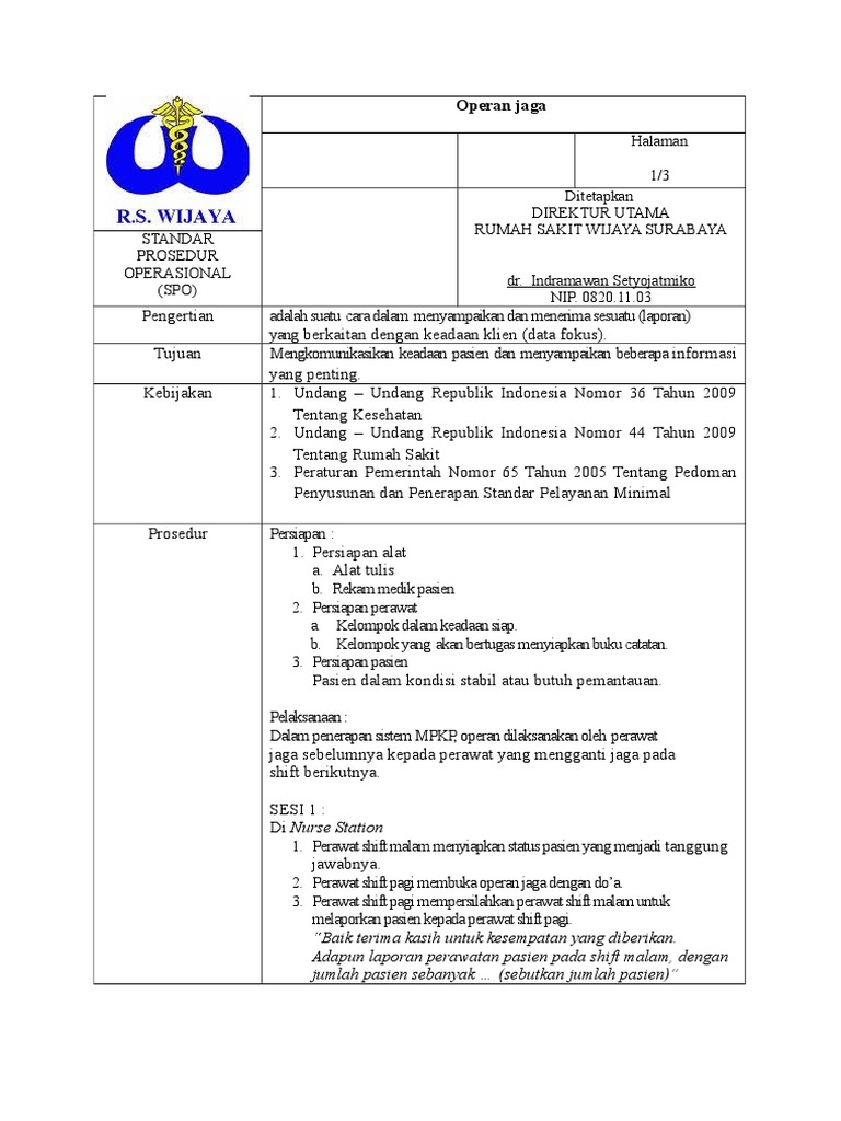 Sop Operan Jaga | PDF
