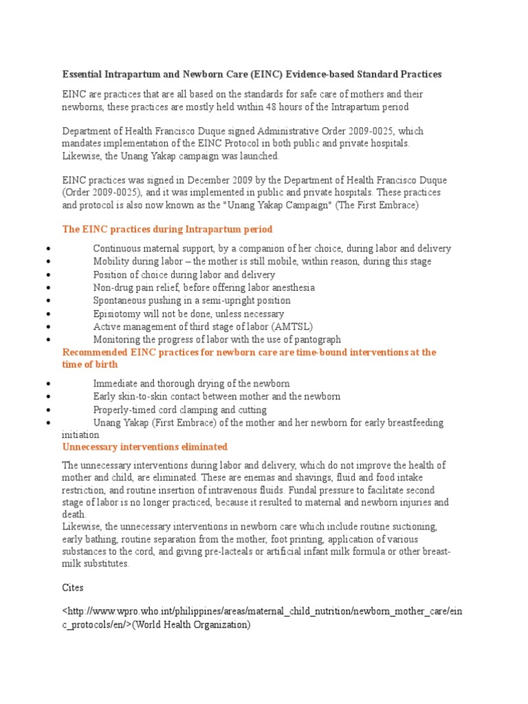 EINC | PDF | Childbirth | Medicine