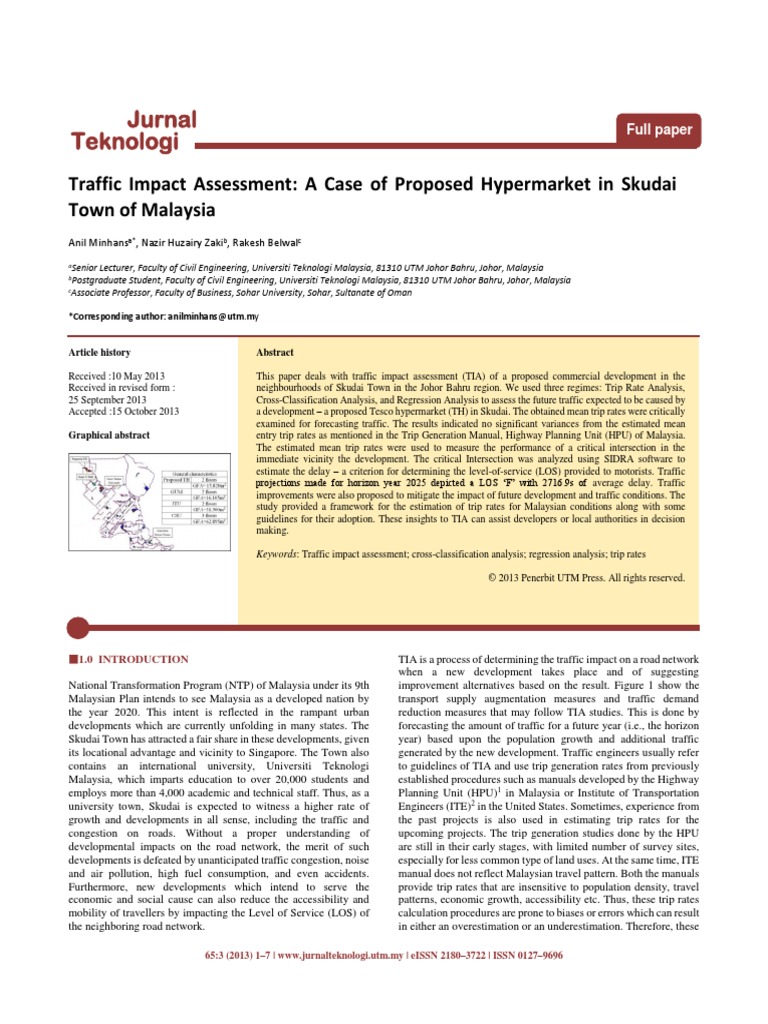 4 - Traffic impact assessment.pdf | Regression Analysis | Traffic