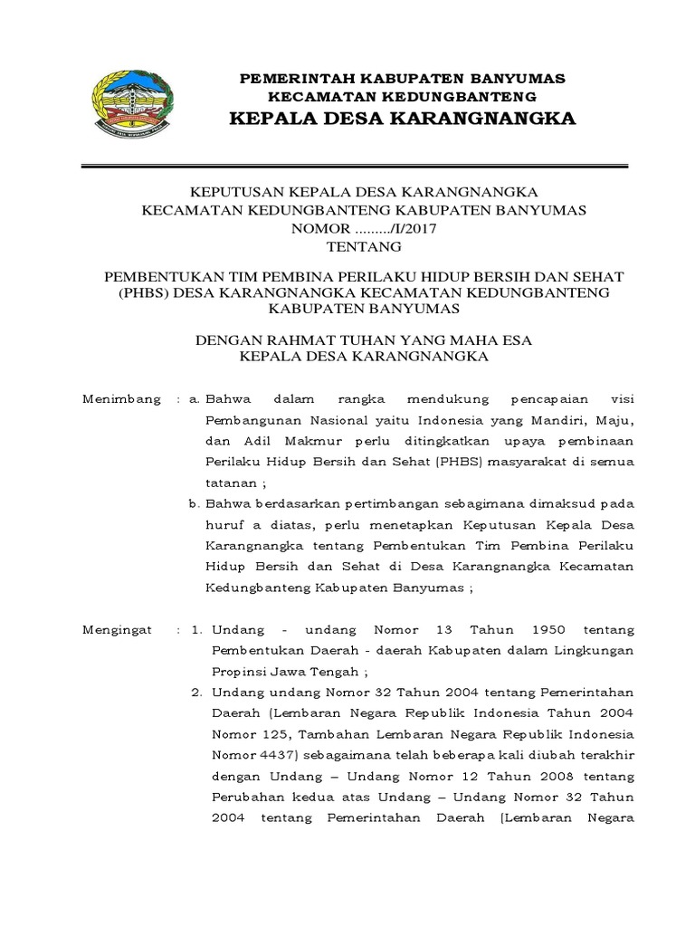 SK Tim Pembina PHBS Desa | PDF