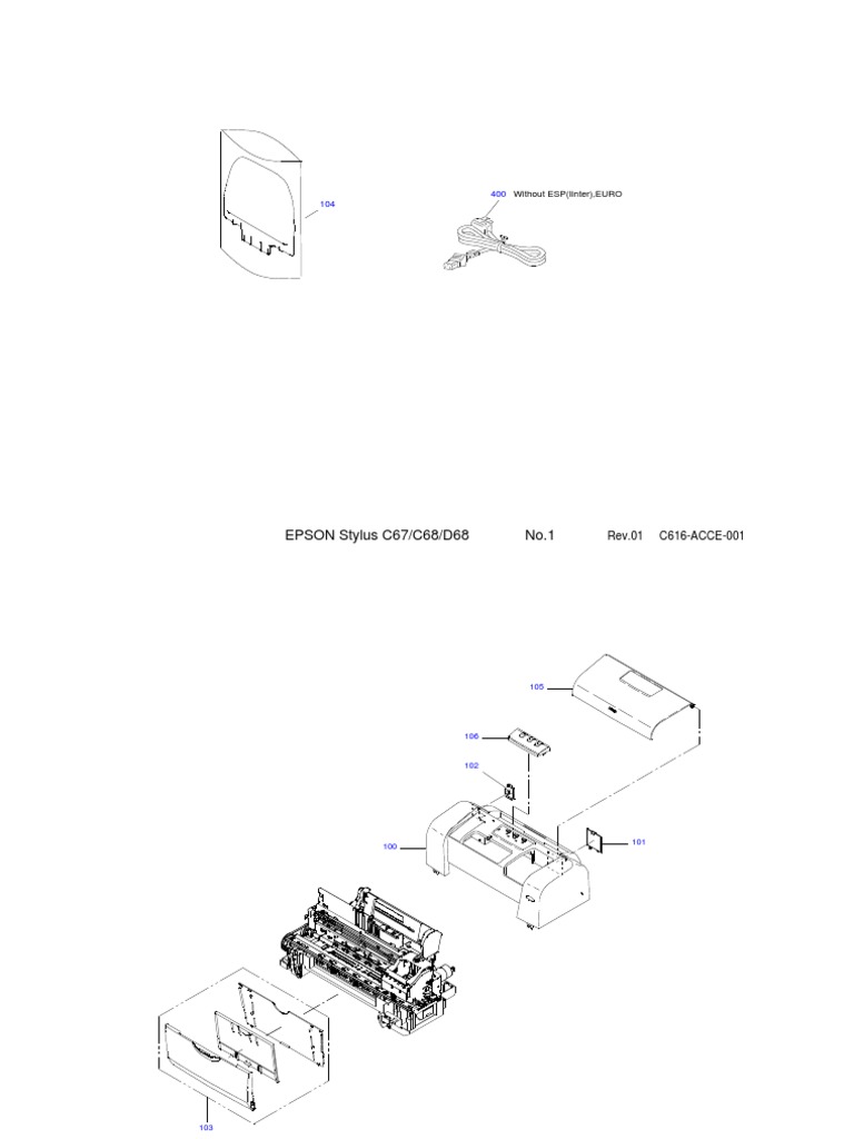 Exploded View Diagram and Parts List for Epson Stylus C67/C68/D68 ...
