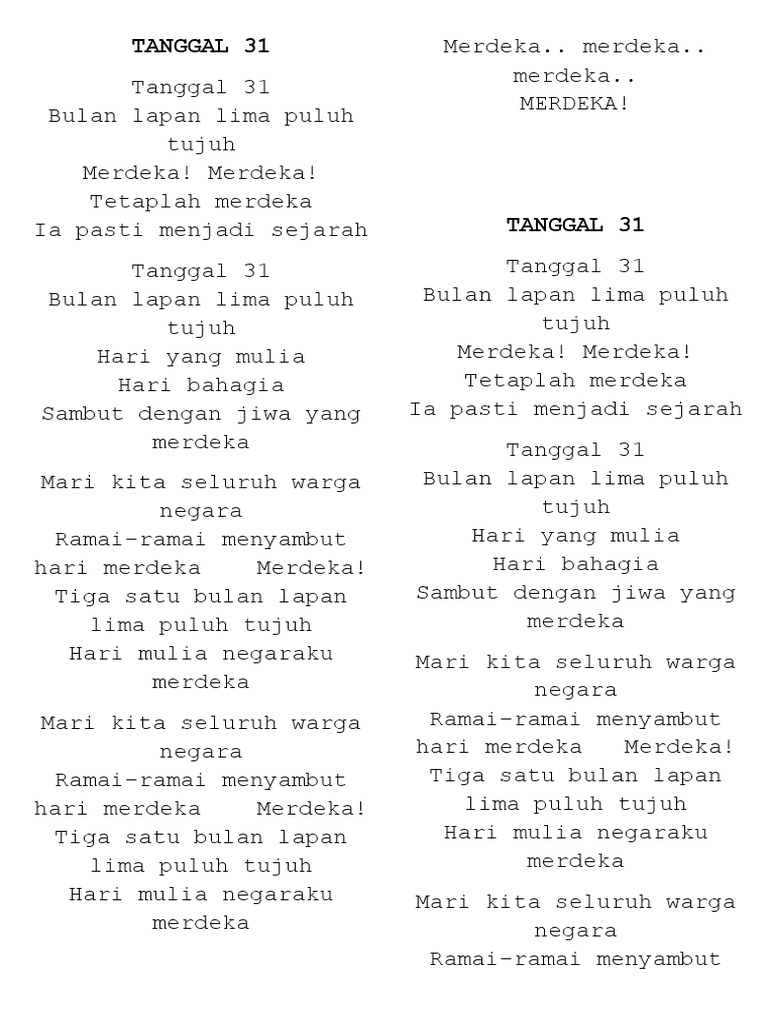 Lirik Tanggal 31 | PDF