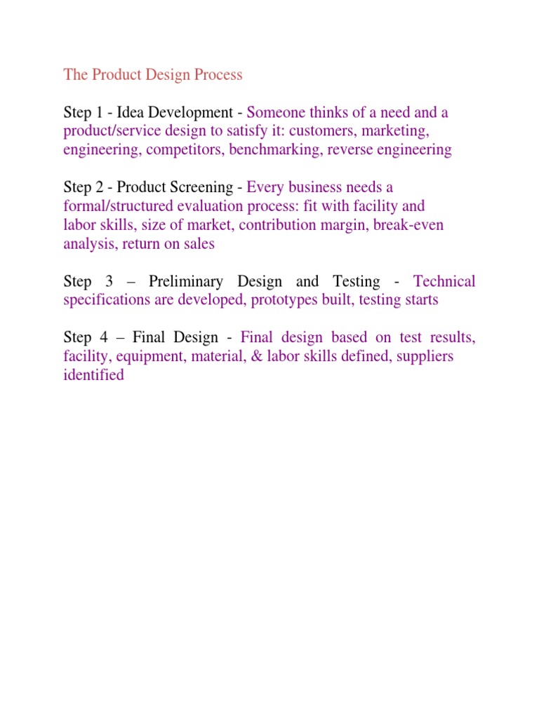 Product Design Process Steps Explained | PDF | Business