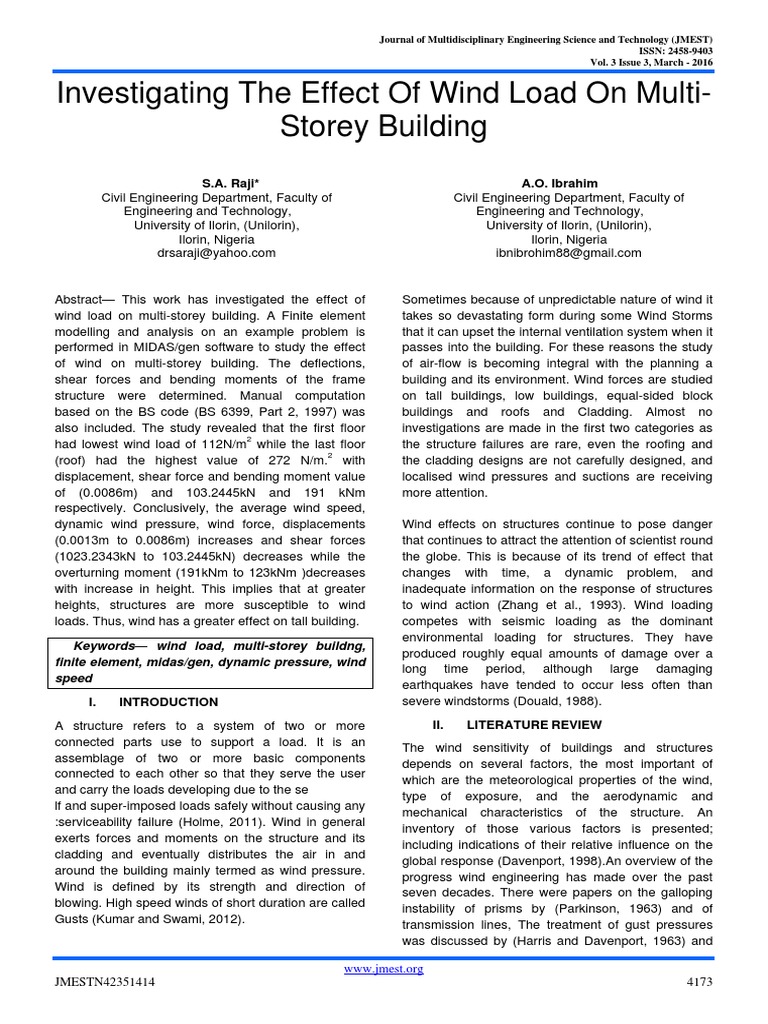Effect of wind load on multi-storey buildings | PDF | Wound | Structural Load