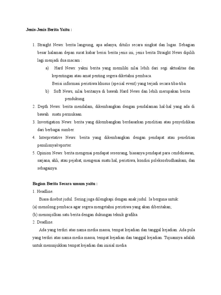 Jenis-Jenis Berita | PDF