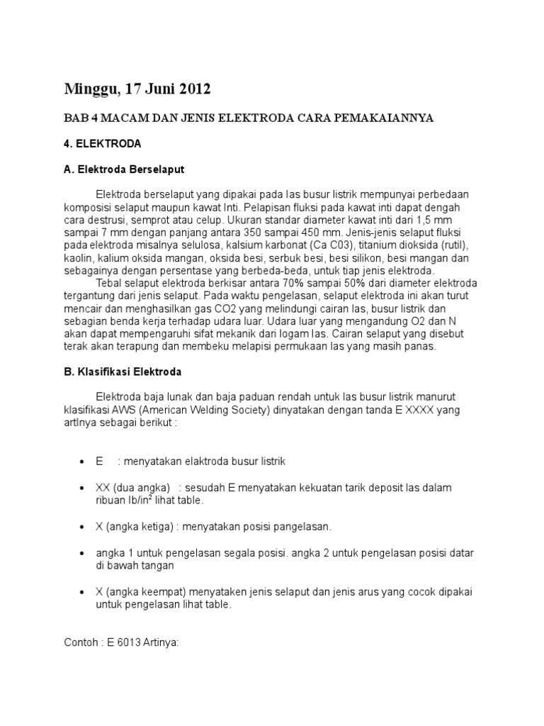 Jenis Elektroda Dan Penggunaanya | PDF
