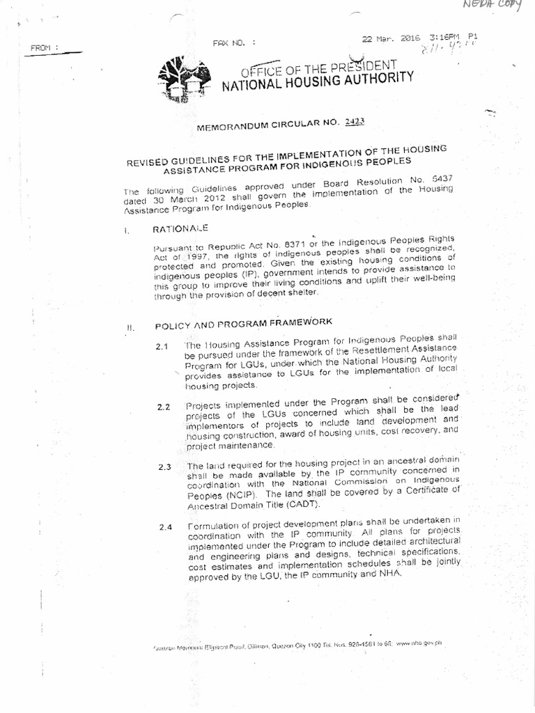 Revised Guidelines For The Implementation of The Housing Assistance ...