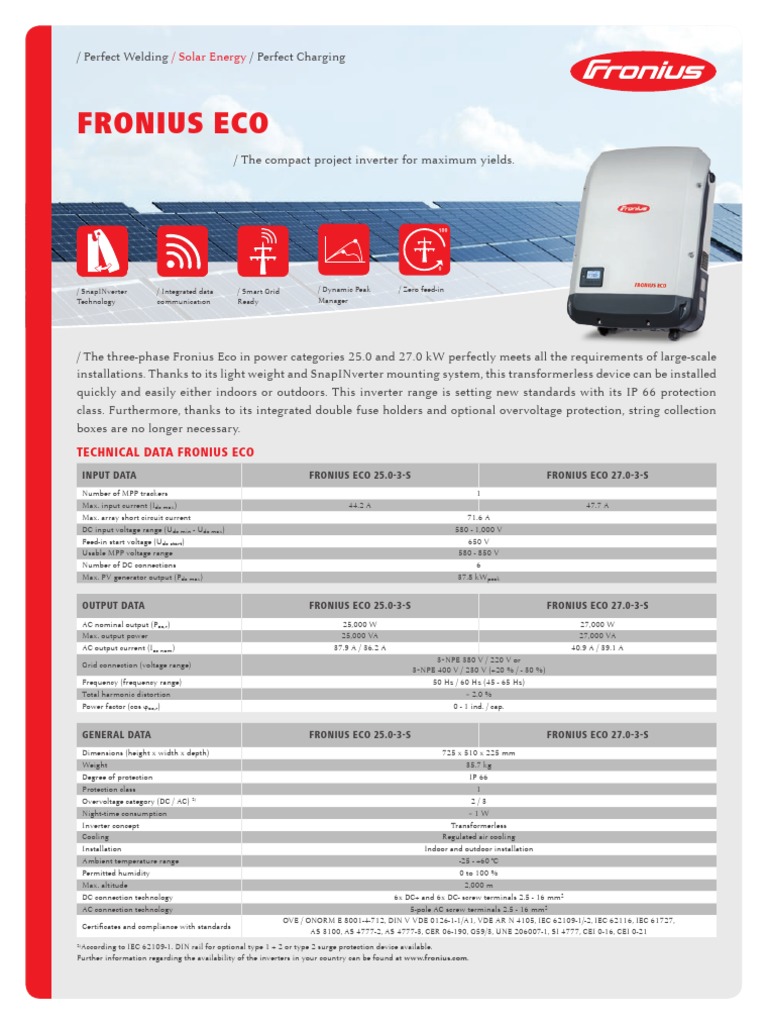 Fronius 25kw Eco | PDF | Power Inverter | Alternating Current