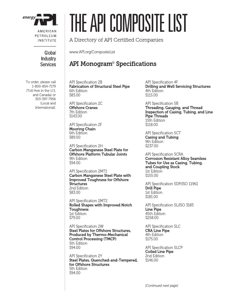 The Api Composite List | PDF | Structural Steel | Pipe (Fluid Conveyance)