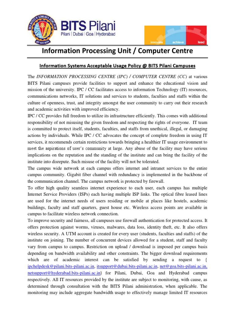 Bits User Acceptance Policy | PDF | Computer Security | Security