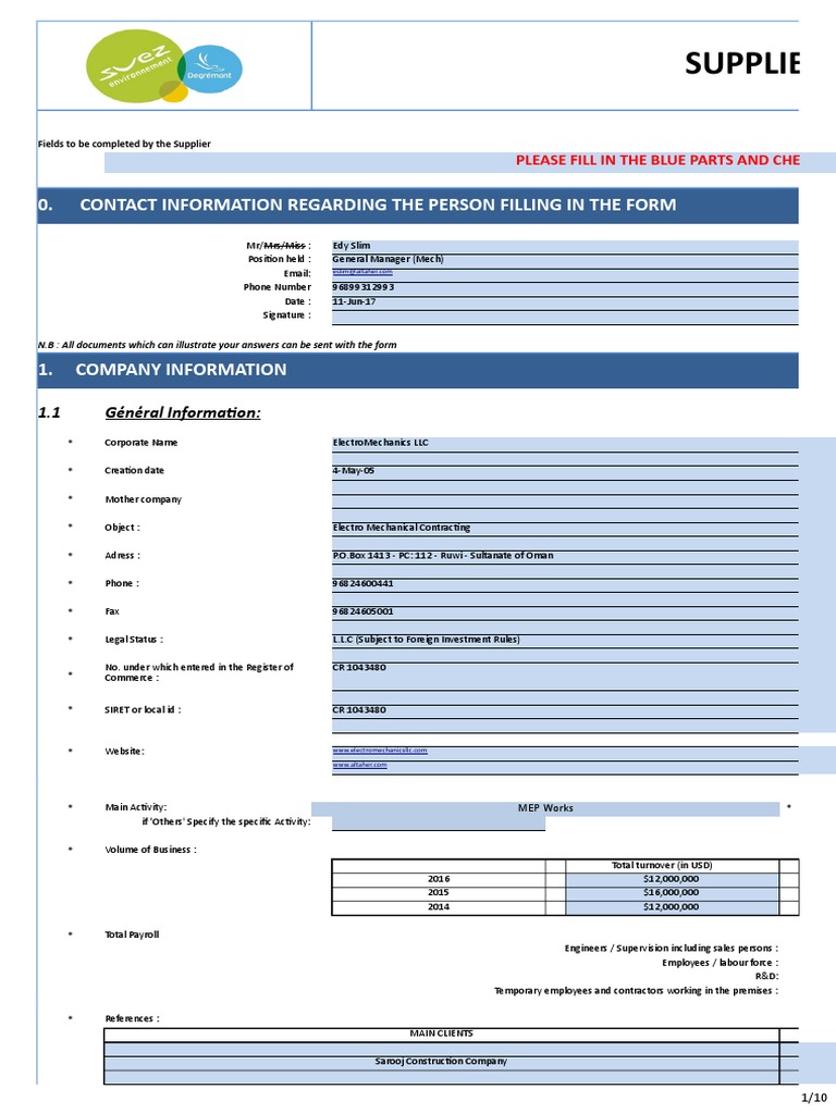 3 04-07-01 F04@Supplier Qualification Form | Insurance | Economies
