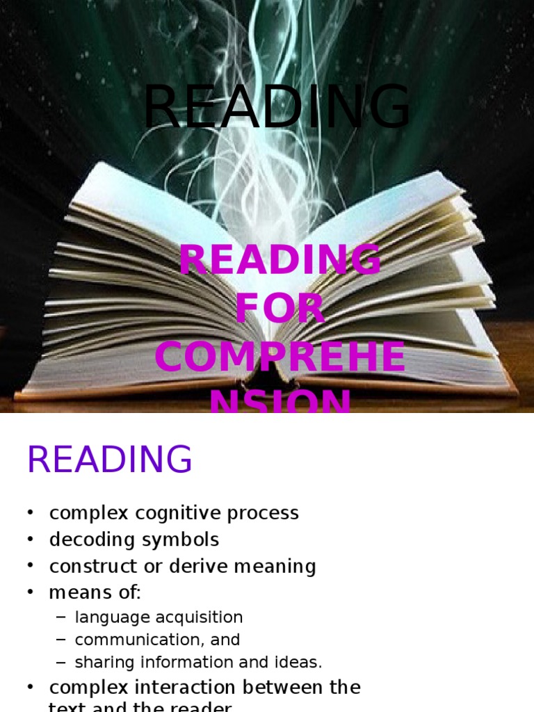 Reading For Comprehension | PDF | Reading (Process) | Reading Comprehension