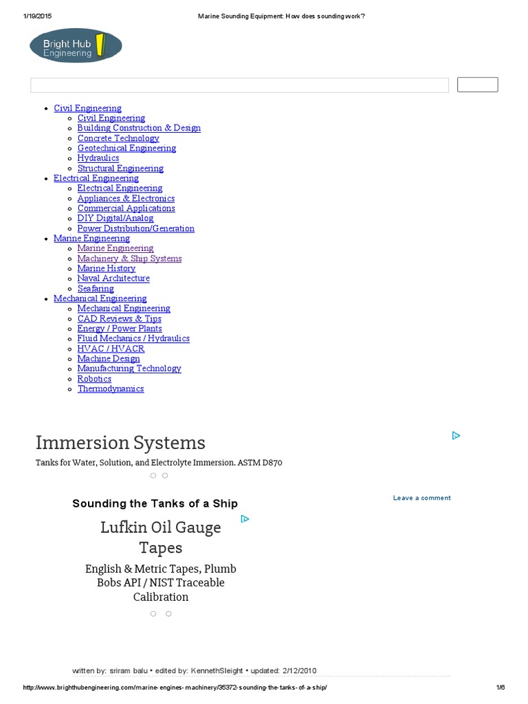 Sounding The Tanks of A Ship | PDF | Ships | Fuel Oil