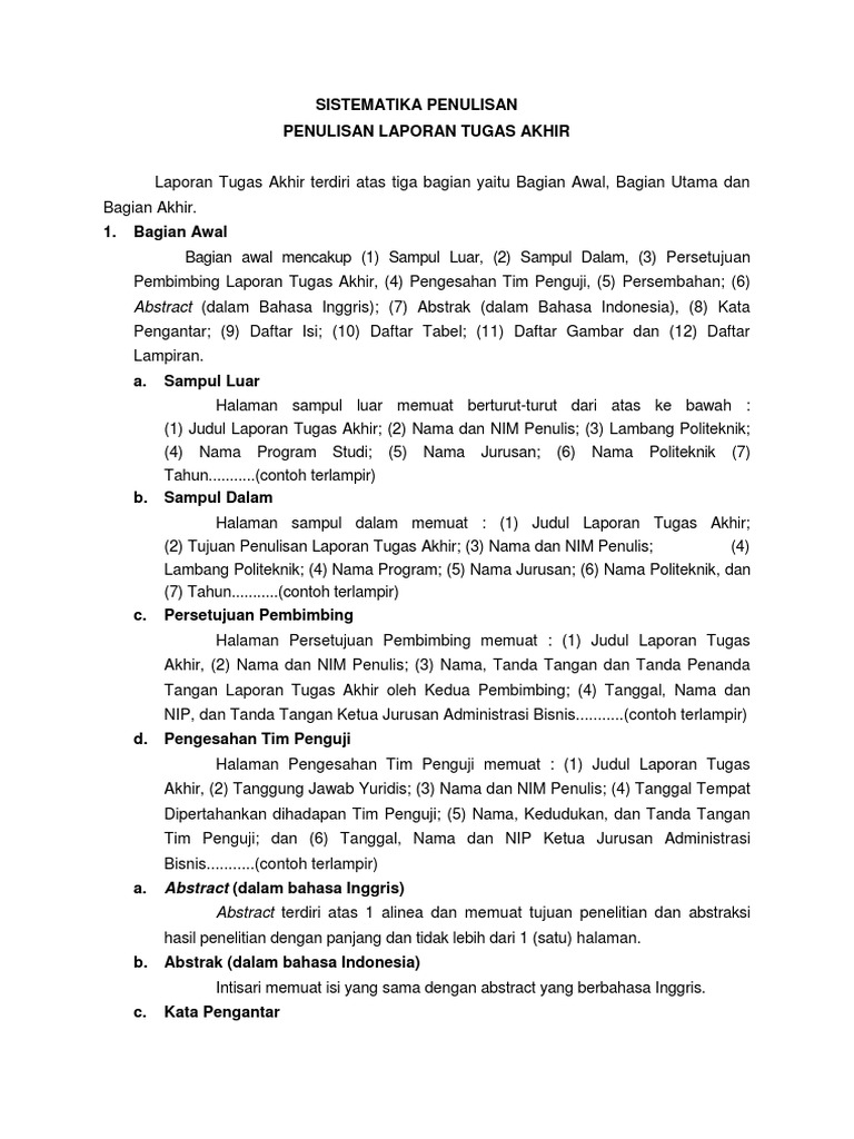 Sistematika Penulisan Laporan Akhir Versi PDF | PDF