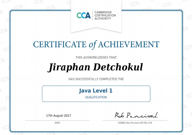 CCA Certificate Java Level 1 | PDF