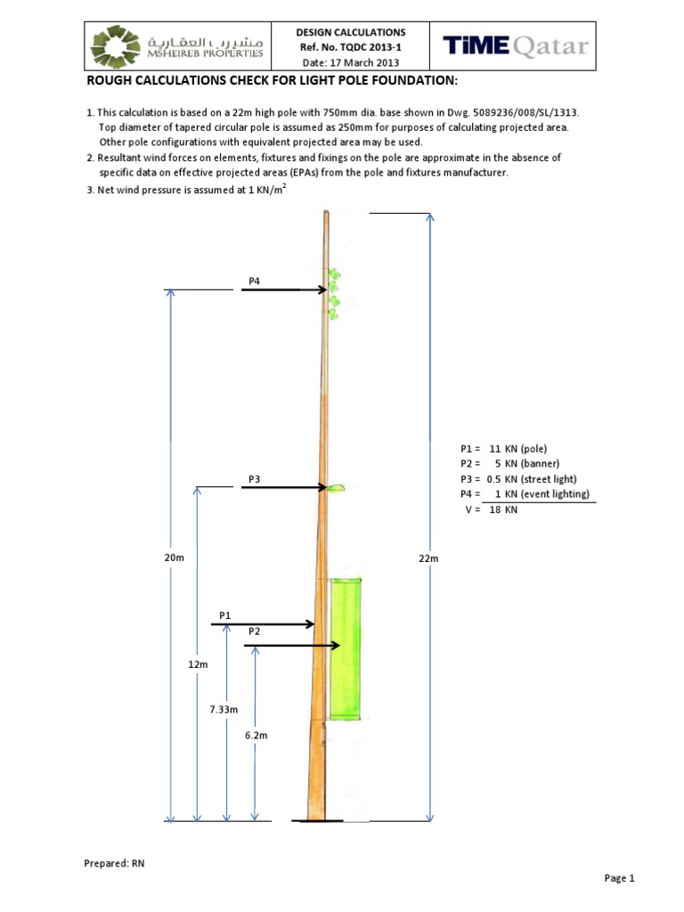Light Pole Foundation Design Calculations | PDF | Civil Engineering ...