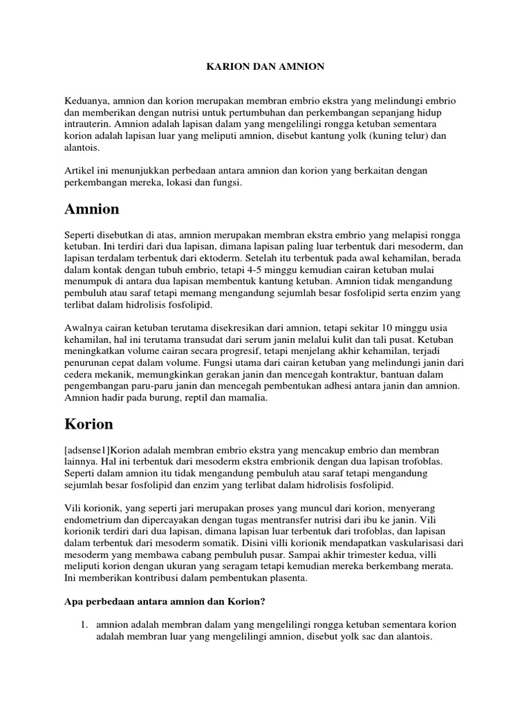 Karion Dan Amnion | PDF