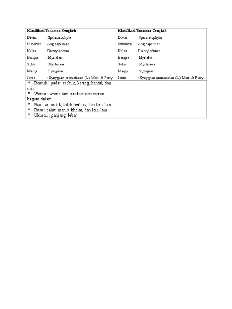 Klasifikasi Tanaman Cengkeh | PDF