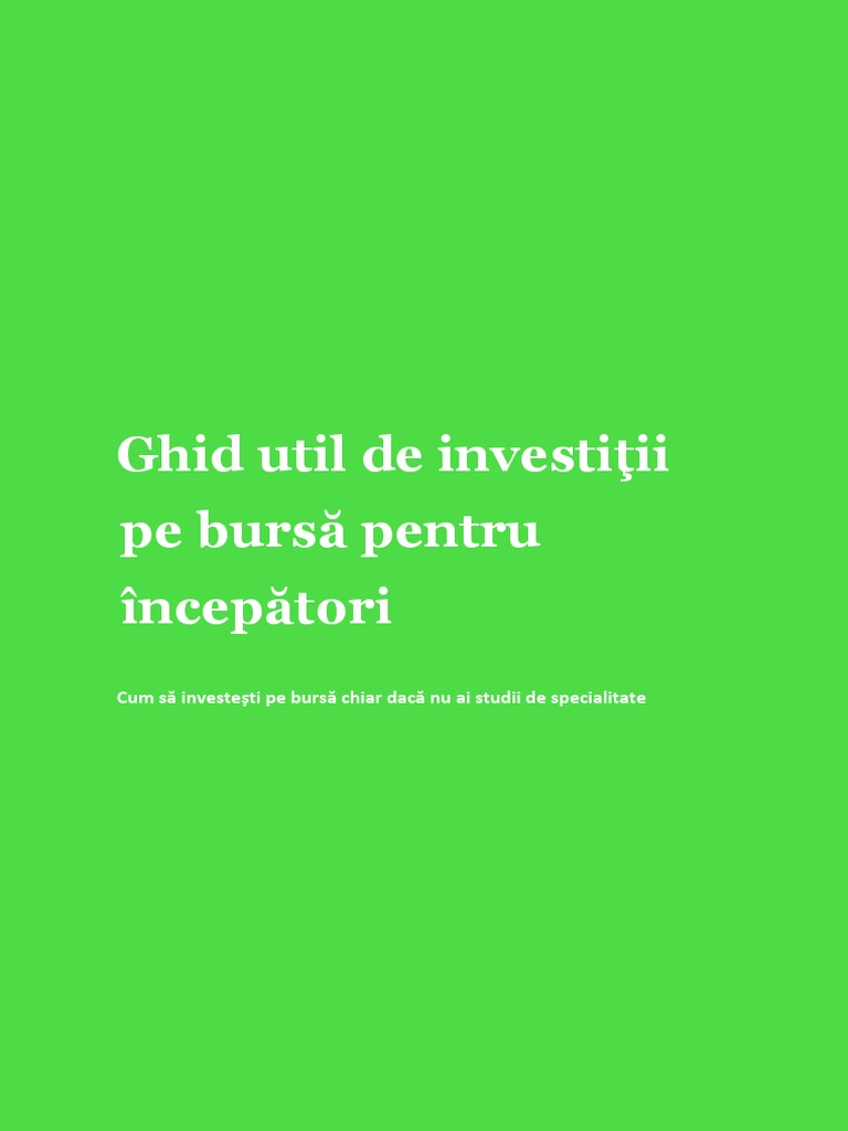 Ghid de Investitii Pe Bursa Pentru Incepatori PDF | PDF