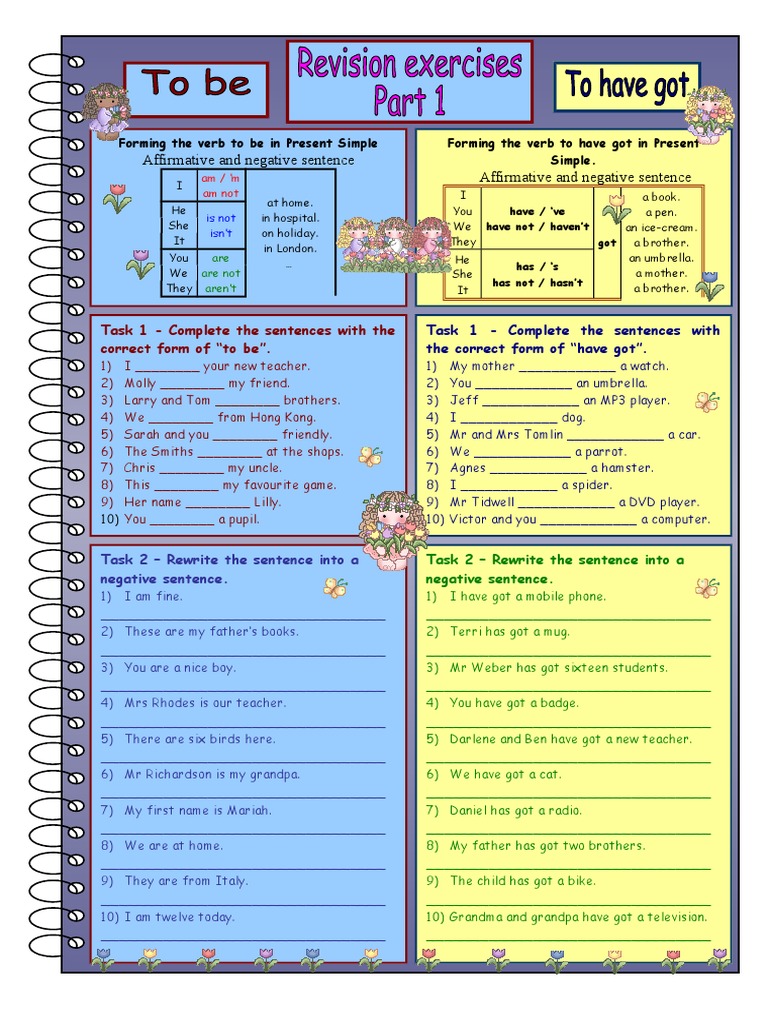 To Be and To Have Got Revision Part 1 3 Pages 10 Exercises With Key ...