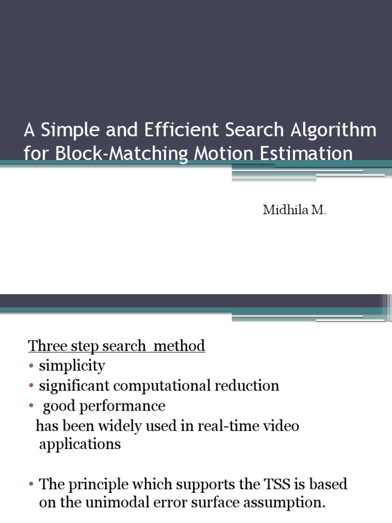 A Simple and Efficient Search Algorithm For Block-Matching | PDF ...