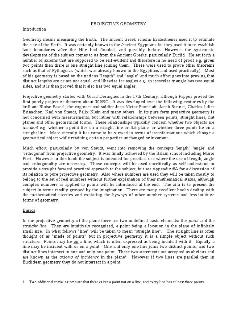 Projective Geometry | PDF | Projective Geometry | Euclidean Geometry