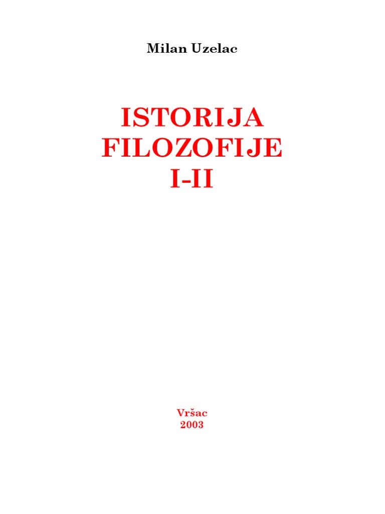 Milan Uzelac Istorija Filozofije I-II | PDF