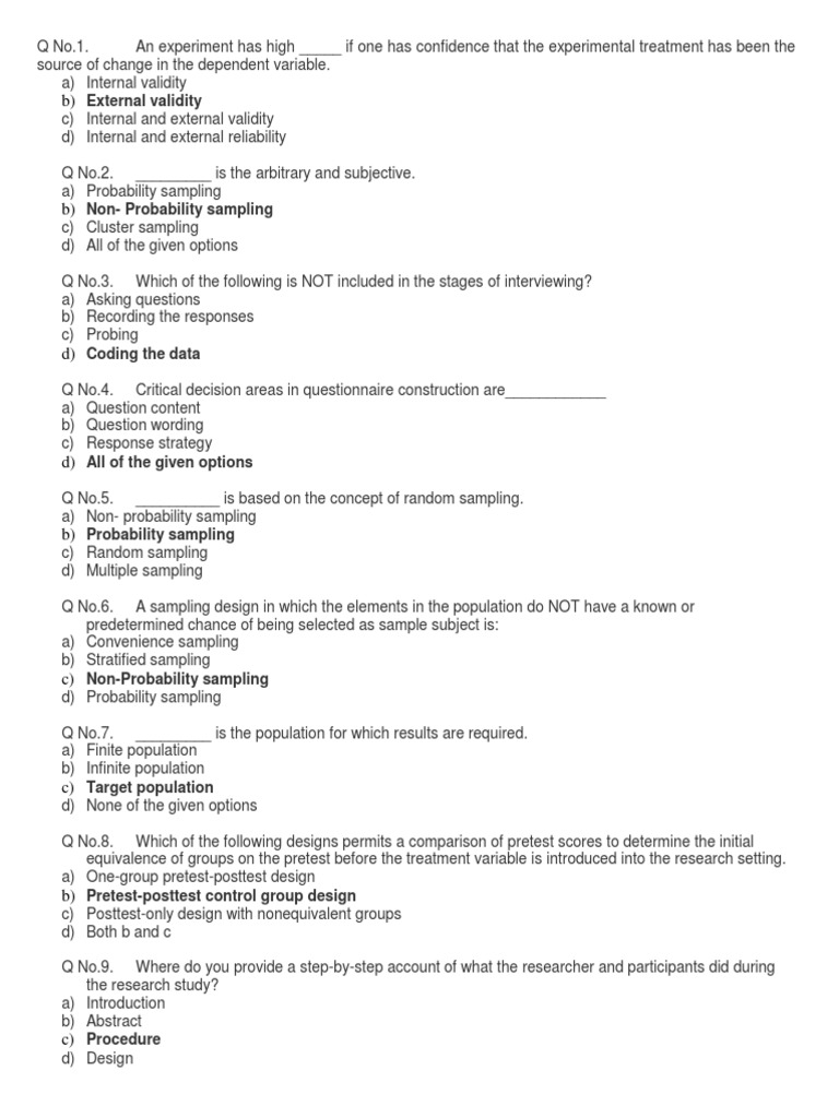 Test Bank For Research Methodolgy | PDF | Sampling (Statistics ...